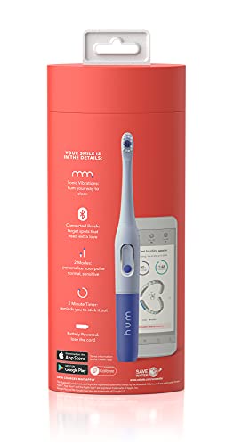 hum by Colgate Smart Battery Toothbrush Kit, Sonic Toothbrush with Travel Case (Blue)