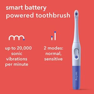 hum by Colgate Smart Battery Toothbrush Kit, Sonic Toothbrush with Travel Case (Blue)