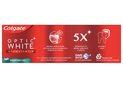 Colgate Optic White Stain Fighter Fresh Mint Gel, 4.2 oz (Pack of 2)