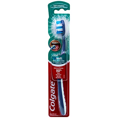 Colgate 360 Whole Mouth Clean Toothbrush, Ultra Compact Head, Soft (Colors Vary) - Pack of 6