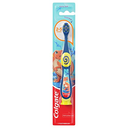 Colgate Dinosaur Toothbrush for Children with Suction Cup, Kids 2-5 Years Old, Extra Soft - 1 Count