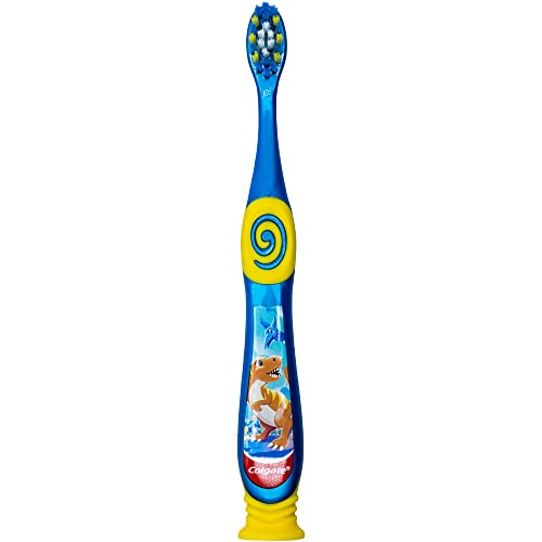 Colgate Dinosaur Toothbrush for Children with Suction Cup, Kids 2-5 Years Old, Extra Soft - 1 Count