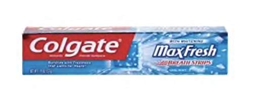 Colgate Max Fresh Travel Size Toothpaste with Mini Breath Strips, Cool Mint - 1.9 Ounce