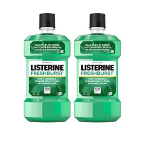 listerine freshburst antiseptic mouthwash with germ-killing oral care formula to fight bad breath, plaque and gingivitis, 500 ml, pack of 2