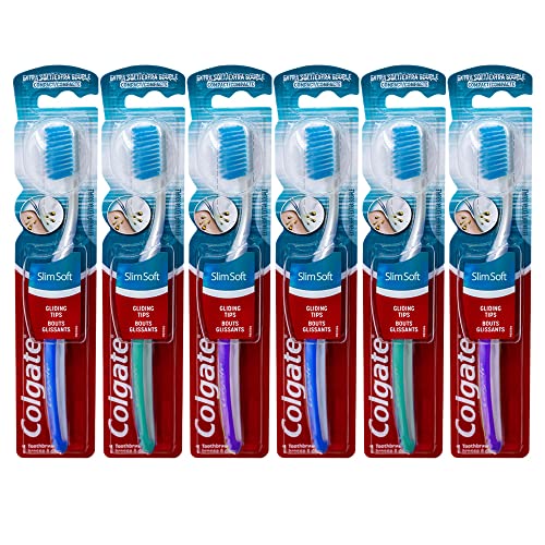 Colgate Slim Soft Ultra Compact Toothbrush, Extra Soft (Colors Vary) - Pack of 6