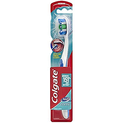 Colgate Battery Powered 360 Toothbrush with Tongue and Cheek Cleaner, Medium Toothbrush, 1 Pack