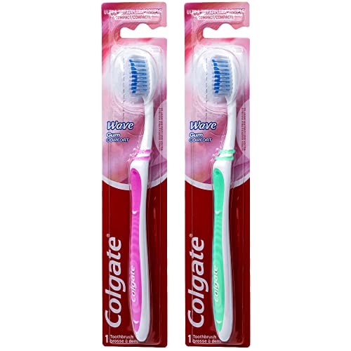 Colgate Wave Gum Comfort Toothbrush, Ultra Soft Compact Head (Colors Vary) - Pack of 2