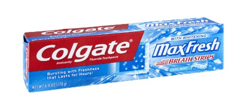 Colgate Max Fresh Whitening with Mini Breath Strips Cool Mint Toothpaste 6 OZ