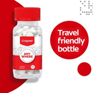 Colgate Anywhere Travel Toothpaste Tablets with Fluoride, Eco Friendly & Plastic Free Glass Jar, Fresh Mint - 60 count