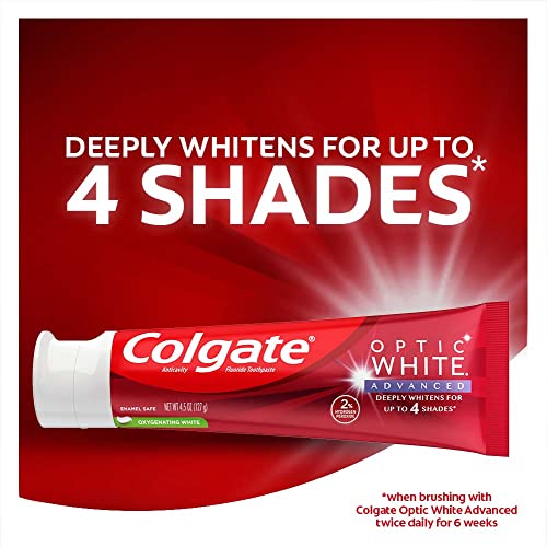 Colgate Optic White Advanced Teeth Whitening Toothpaste, Vibrant Clean, 3.2 Ounce Tube, 3 Pack