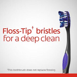 Colgate 360 Advanced Floss Tip Toothbrush, Soft Toothbrush for Adults, 4 Pack