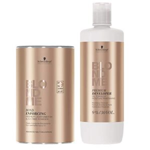 schwarzkopf blondme premium lightener 9+ & developer 9%/ 30 volume duo set new