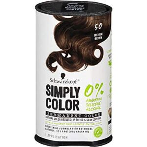 schwarzkopf simply color permanent hair color, 5.0 medium brown