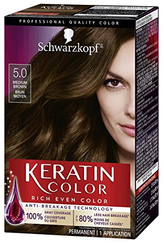 Schwarzkopf Keratin color permanent hair color cream, 5.0 medium brown