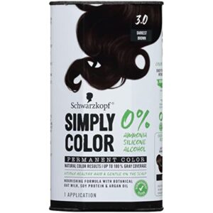 schwarzkopf simply color permanent hair color, 3.0 darkest brown