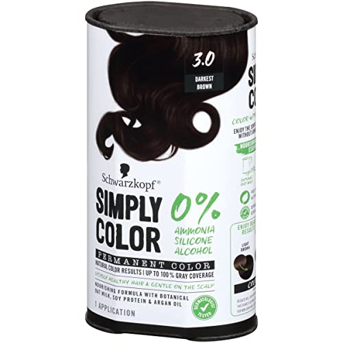 Schwarzkopf Simply Color Permanent Hair Color, 3.0 Darkest Brown