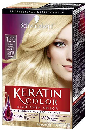 Schwarzkopf Keratin Color Anti-Age Hair Color Cream, 12.0 Light Pearl Blonde (Packaging May Vary)