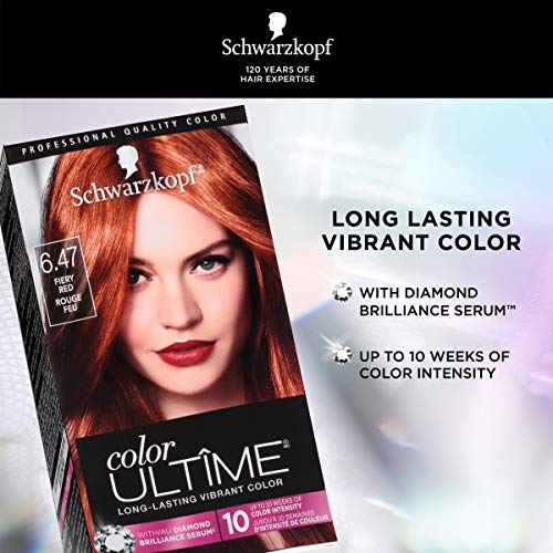 Schwarzkopf Ultime Permanent Hair Color Cream, 6.47 Fiery Red, 5.7 Fl Oz