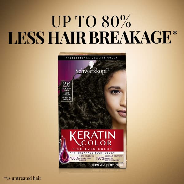 Schwarzkopf Keratin Color Permanent Hair Color Cream, 2.6 Rich Black