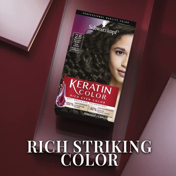 Schwarzkopf Keratin Color Permanent Hair Color Cream, 2.6 Rich Black