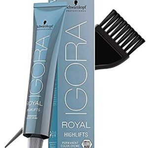 Schwarzkopf IGORA Royal HIGHLIFTS Permanent Hair Color Creme (with Sleek Tint Applicator Brush) Haircolor Cream (12-19 Special Blonde Cendre Violet)