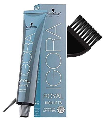 Schwarzkopf IGORA Royal HIGHLIFTS Permanent Hair Color Creme (with Sleek Tint Applicator Brush) Haircolor Cream (12-19 Special Blonde Cendre Violet)