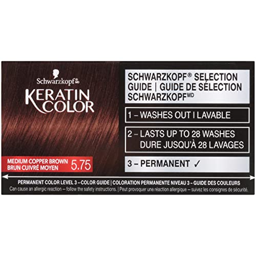 Schwarzkopf Keratin Color Permanent Hair Color Cream, 5.75 Medium Copper Brown, 5.75 Medium Copper Brown, 1 Count