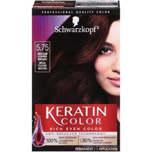 Schwarzkopf Keratin Color Permanent Hair Color Cream, 5.75 Medium Copper Brown, 5.75 Medium Copper Brown, 1 Count