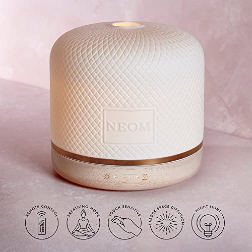 NEOM – Wellbeing Pod Luxe | Premium Ceramic Ultrasonic Essential Oil Diffuser, 350ml | Ceramic Cover, Remote Control, LED Light & Timer | Aromatherapy Diffuser | Home Fragrance…