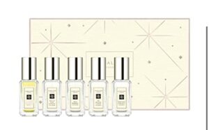 jo malone 5 piece gift set wood sage, english pear, mimosa cardamom, peony blush, and english pear travel size perfume