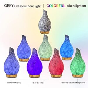 Glass Essential Oil Diffuser, 100ML Cool Mist Humidifier Aromatherapy Diffuser for Essential Oils 7 Colors Night Light Timer Ultrasonic Aroma Diffuser Auto-Off Protection for Home (Grey Shell)