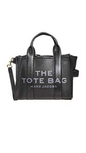 marc jacobs women’s the leather mini tote bag, black, one size