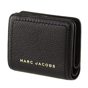 marc jacobs s101l01sp21 black with gold hardware top stitched compact zip women’s leather wallet