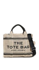 marc jacobs women’s the straw jacquard tote bag, natural, tan, graphic, one size