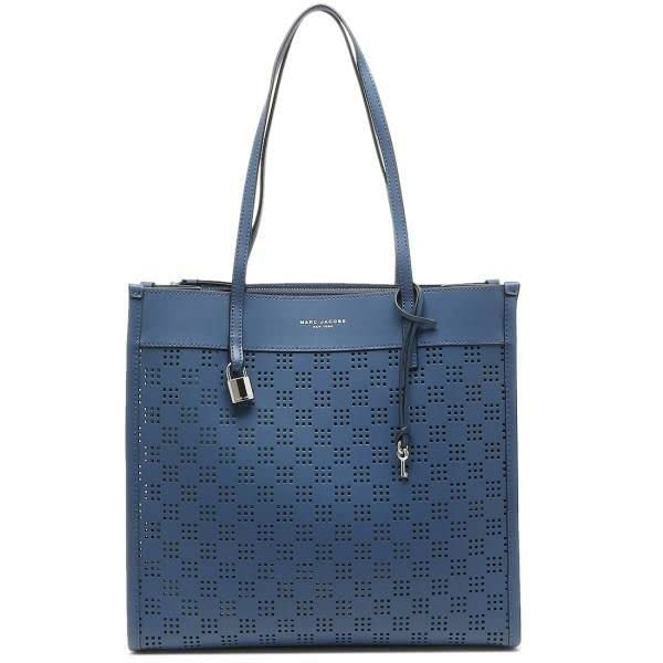 Marc Jacobs The Grind Coated Leather Tote (Blue Sea)