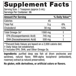 Nordic Naturals Omega-3, Lemon Flavor - 16 oz - 1560 mg Omega-3 - Fish Oil - EPA & DHA - Immune Support, Brain & Heart Health, Optimal Wellness - Non-GMO - 96 Servings