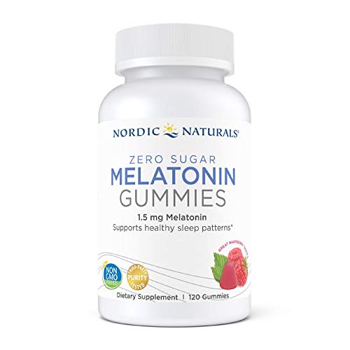 Nordic Naturals Zero Sugar Melatonin Gummies, Raspberry - 120 Gummies - 1.5 mg Melatonin - Great Taste - Restful Sleep, Antioxidant Support - Non-GMO, Vegan - 120 Servings