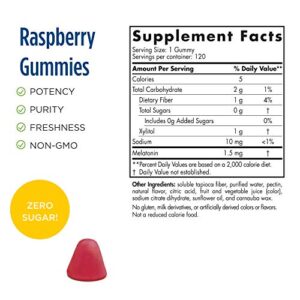 Nordic Naturals Zero Sugar Melatonin Gummies, Raspberry - 120 Gummies - 1.5 mg Melatonin - Great Taste - Restful Sleep, Antioxidant Support - Non-GMO, Vegan - 120 Servings