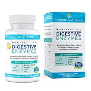 nordic naturals nordic flora digestive enzymes – 45 capsules – digestive function, optimizes nutrient availability – non-gmo – 45 servings