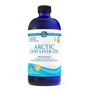 nordic naturals arctic cod liver oil, orange – 16 oz – 1060 mg total omega-3s with epa & dha – heart & brain health, healthy immunity, overall wellness – non-gmo – 96 servings