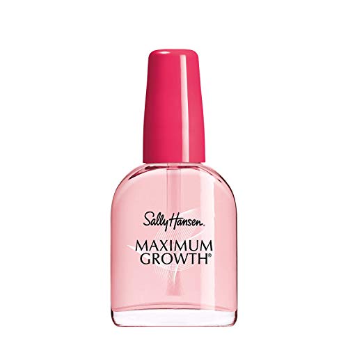 Sally Hansen Treatment Maximum Growth®, Clear, Nail Strengthener Polish, 0.45 Oz, Base Coat Nail Polish, Reinforces Soft, Weak Nails, Defends Nails, Triple-Protection, Silk Formula