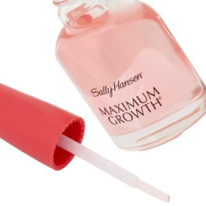 Sally Hansen Treatment Maximum Growth®, Clear, Nail Strengthener Polish, 0.45 Oz, Base Coat Nail Polish, Reinforces Soft, Weak Nails, Defends Nails, Triple-Protection, Silk Formula