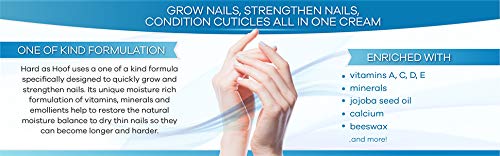 Hard As Hoof Nail Strengthening Cream with Coconut Scent Nail Strengthener, Nail Growth & Conditioning Cuticle Cream Stops Splits, Chips, Cracks & Strengthens Nails, 1 oz