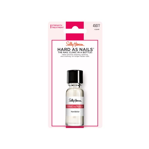 Sally Hansen Hard As Nails® Nail Hardener, Clear, Strengthener, 1 Count, 0.45 Oz ,Nail Hardener, Nail Strengthener, Clear Nail Polish, Nail Strengthening Polish