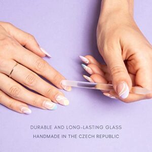 Glass Cuticle Pusher by Bona Fide Beauty - Dual Ended Manicure Stick - Premium Czech Glass Manicure Tools