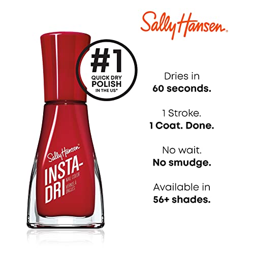 Sally Hansen Insta-Dri® Pink Pursuit, Color Nail Polish, 0.31 Fl Oz , Quick Dry , Pink Nail Polish, Dries in 60 Seconds, Contoured Brush, No Smudge, 3-in-1 Formula