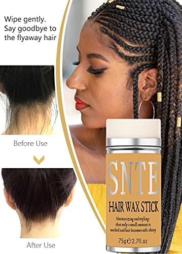 Samnyte Hair Wax Stick, Wax Stick for Hair Wigs Edge Control Slick Stick Hair Pomade Stick Non-greasy Styling Wax for Fly Away & Edge Frizz Hair 2.7 Oz