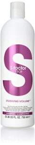 tigi s-factor stunning volume shampoo for unisex fine flat hair, 25.36 ounce