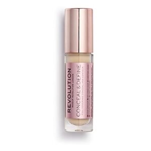 makeup revolution conceal & define concealer, full coverage makeup concealer, matte finish & long wear, for fair skin tones, vegan, c6, 4ml