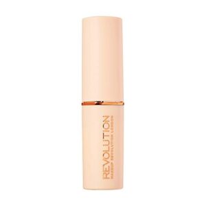 makeup revolution fast base stick foundation, contour & highlight, flawless skin & matte finish, f2 for fair skin tones with yellow undertone, vegan & cruelty-free, 0.21 oz